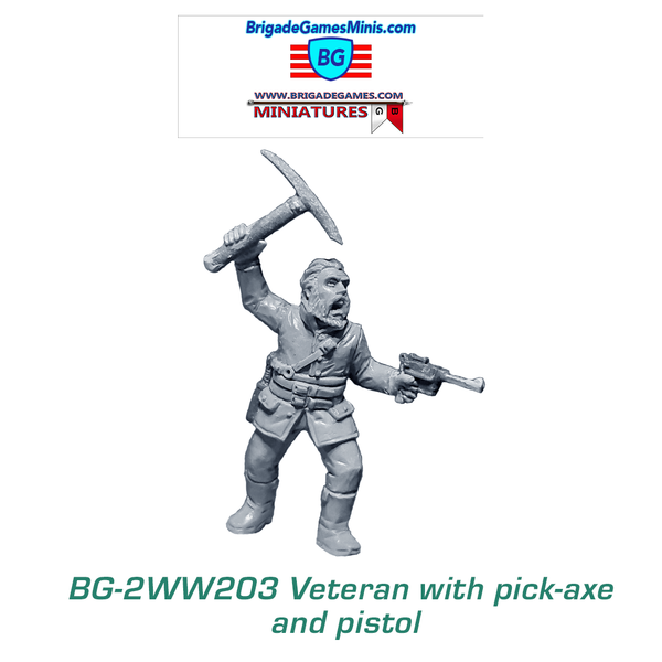 BG-2WW203 Veteran with pick and pistol - BrigadeGamesMinis.com