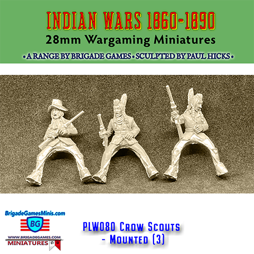 PLW080 Crow Scouts - Mounted - Plains War - BrigadeGamesMinis.com