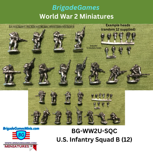 U.S. Infantry Squad C - Advancing II - BG-WW2U-SQC - BrigadeGamesMinis.com