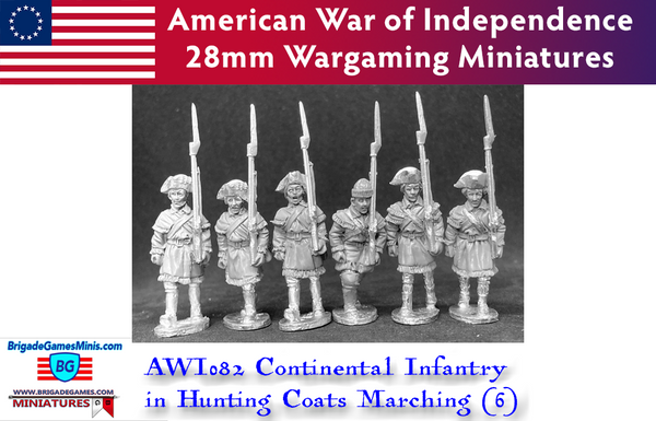 BG-AWI082 Continentals in Hunting Jackets Marching - BrigadeGamesMinis.com